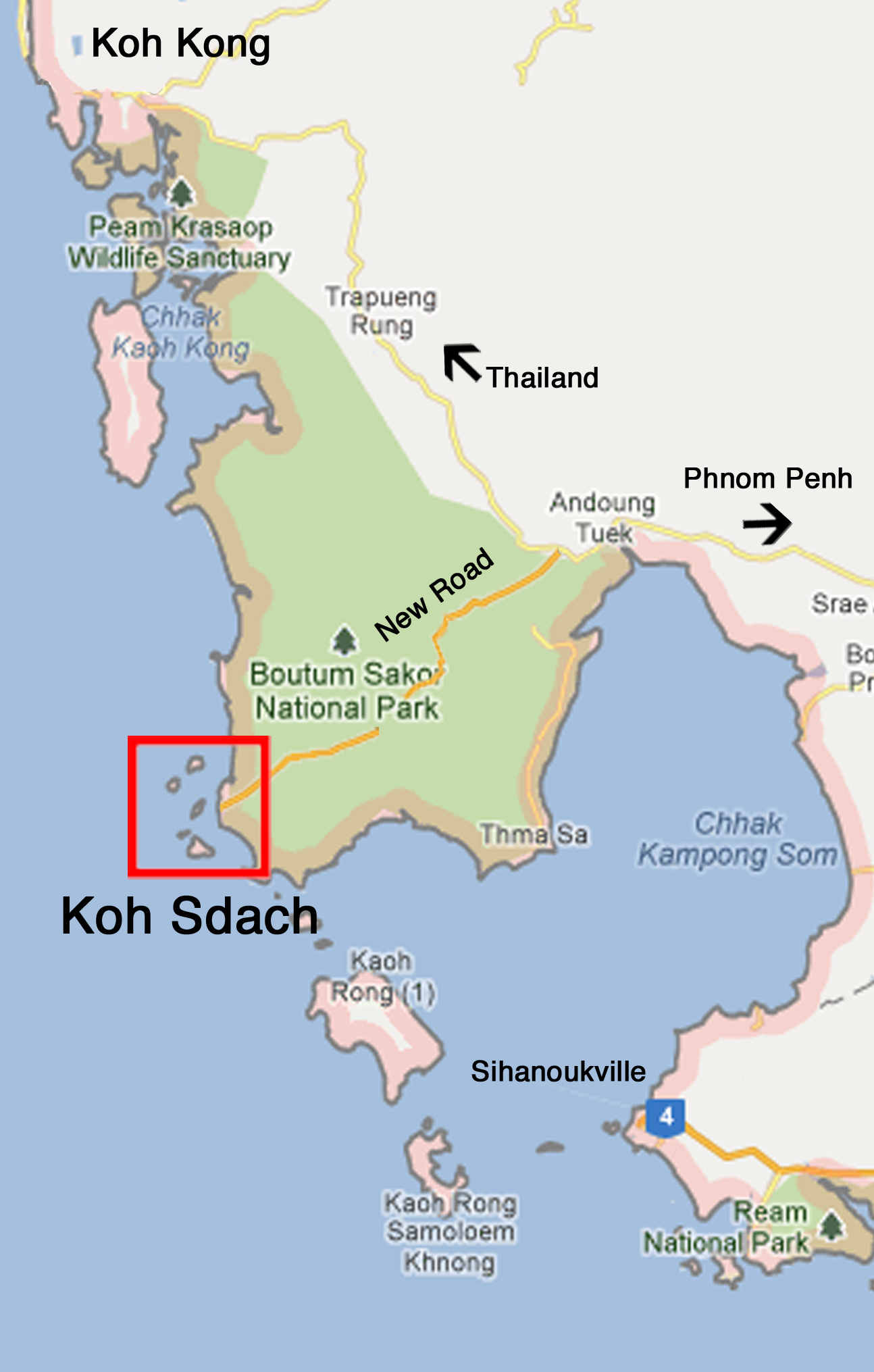 Koh Sdach Cambodia Map